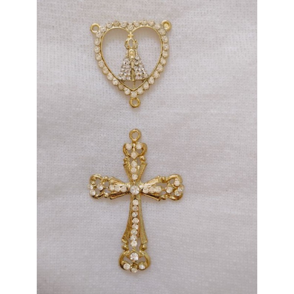 kit Cruz e Entremeio Dourados Nossa Senhora Cravejado De Strass ...