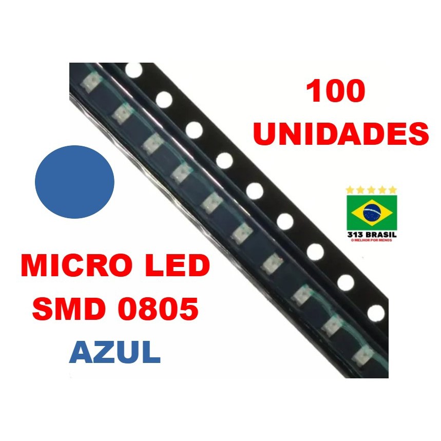 100 MICRO LED AZUL SMD 0805 ALTO BRILHO | Shopee Brasil