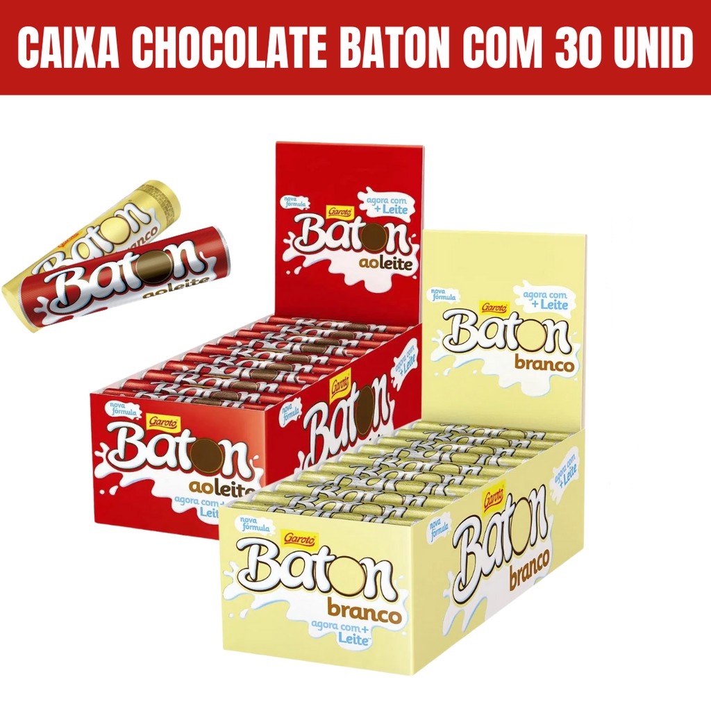 Chocolate Baton Caixa 30UN 16GR | Shopee Brasil