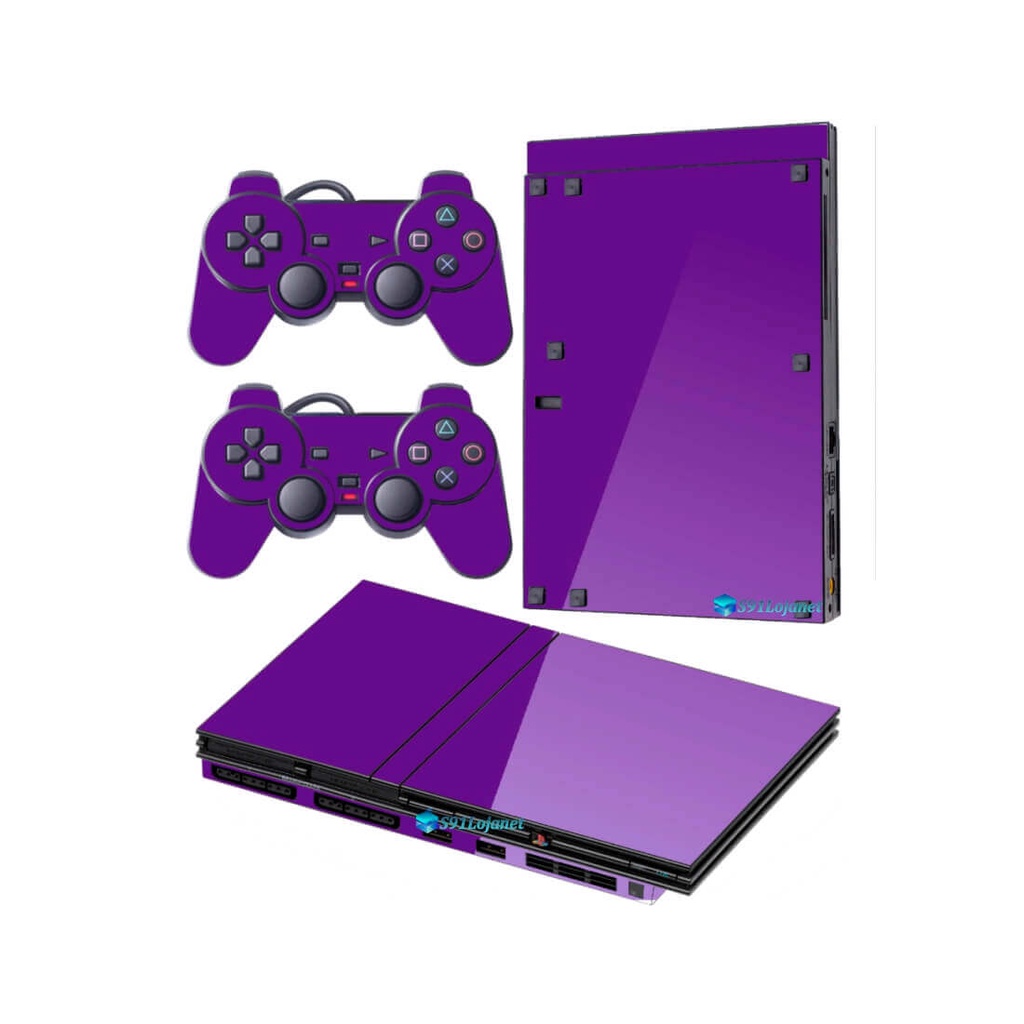 Adesivo Skin Playstation 2 Slim PS2 V2 Pelicula Brilho Cor Roxo ...