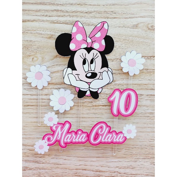 Topo De Bolo Minnie Rosa (leia Toda A Descrição Do Produto) | Shopee Brasil