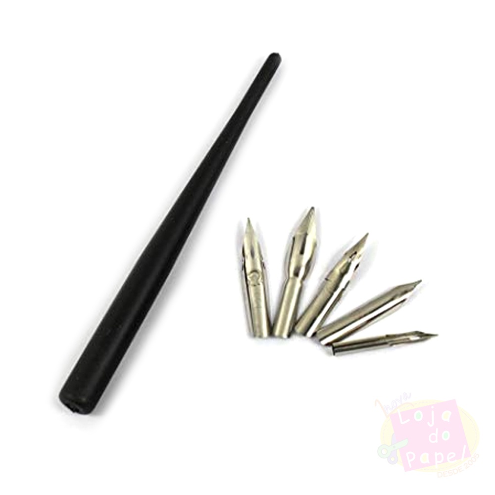 Caneta Tinteiro - Cartoon Pen Holder 1 Suporte + 5 Pontas em Metal p ...