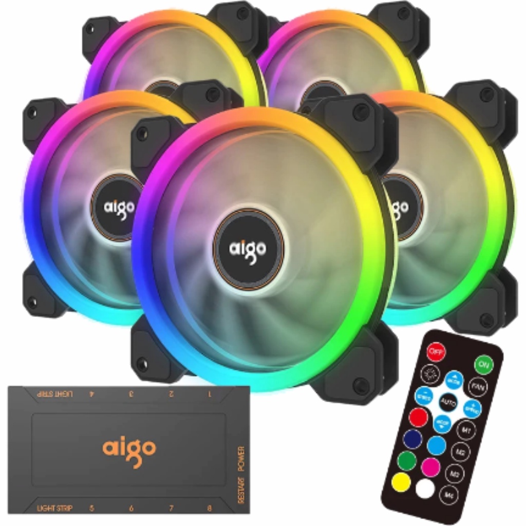 Aigo Dr12 4 In 1 Rgb Fans Com Controle + Controladora | Shopee Brasil
