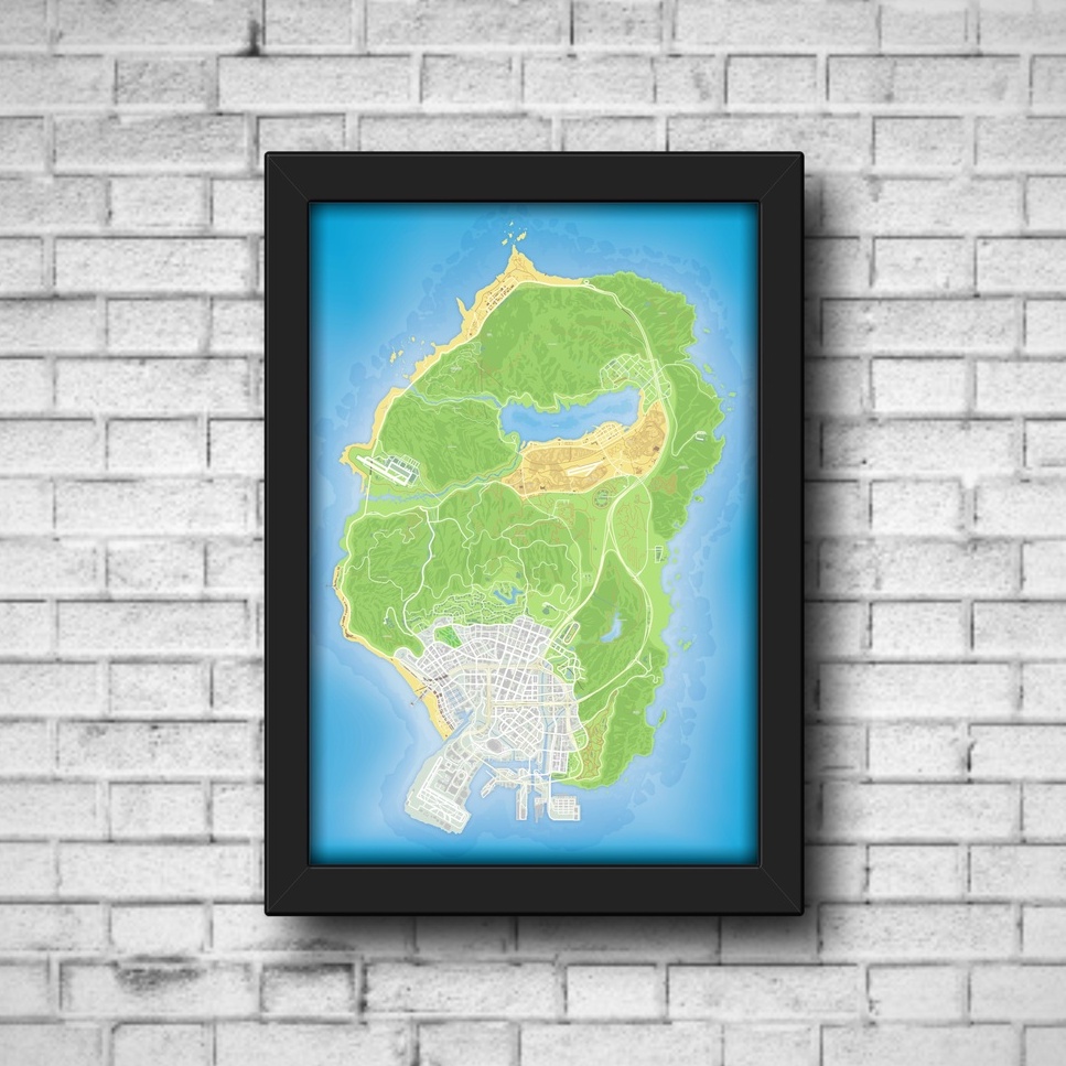 Quadro Decorativo Mapa GTA 5 (Mod.2) | Shopee Brasil