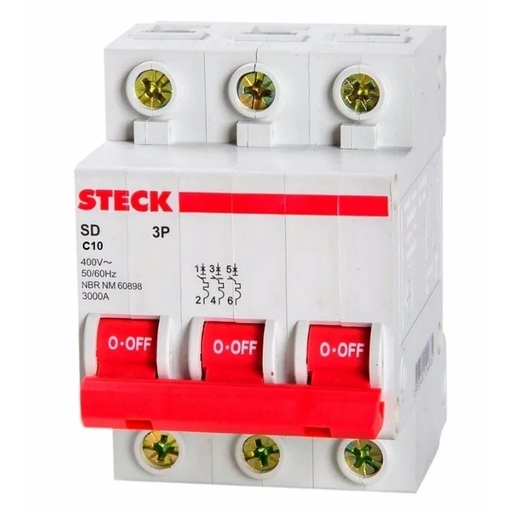 Disjuntor Tripolar Steck 10a Curva C | Shopee Brasil