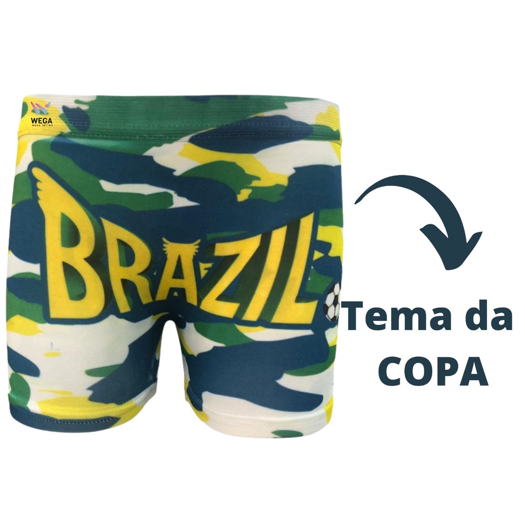 Kit 10 Cueca Infantil Sublimada Masculina Copa Brasil Futebol Cuequinha ...