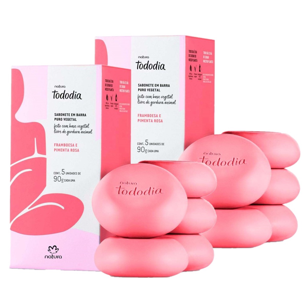 Kit Com 2x Caixa Com 5 Sabonetes Framboesa e Pimenta Rosa Tododia ...