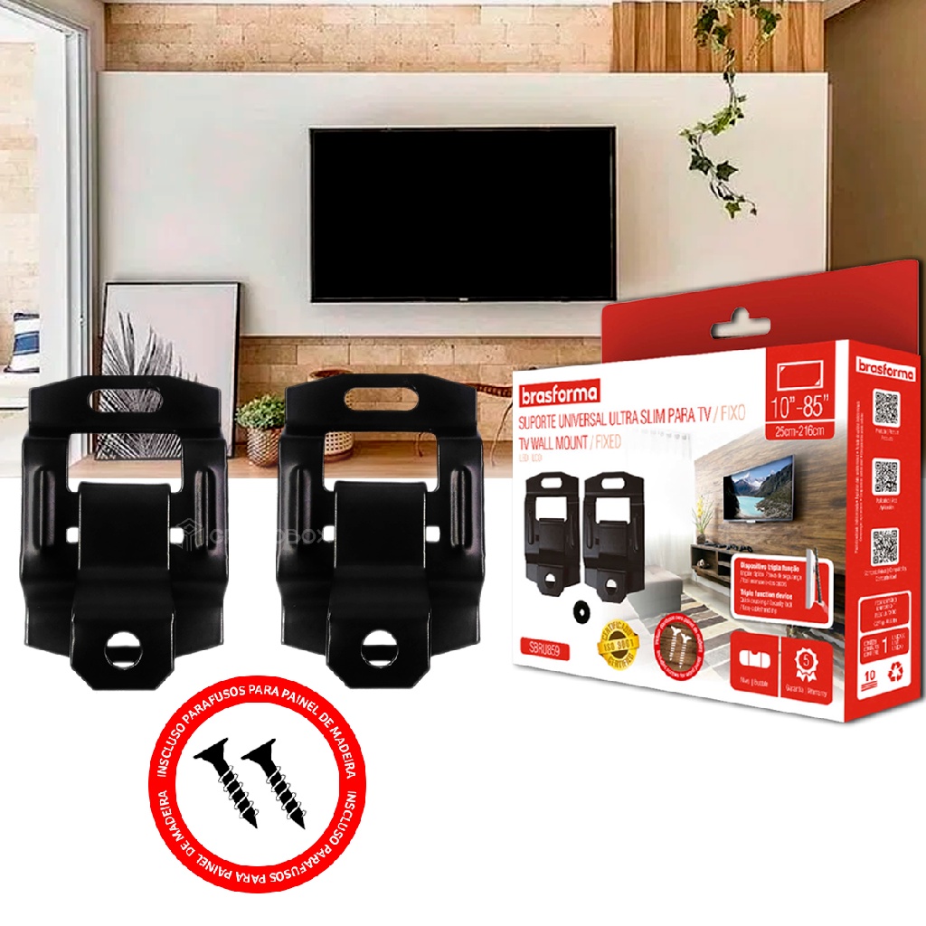 Suporte Para TV Universal Slim Fixo Parede de 10 a 85 Pol | Shopee Brasil