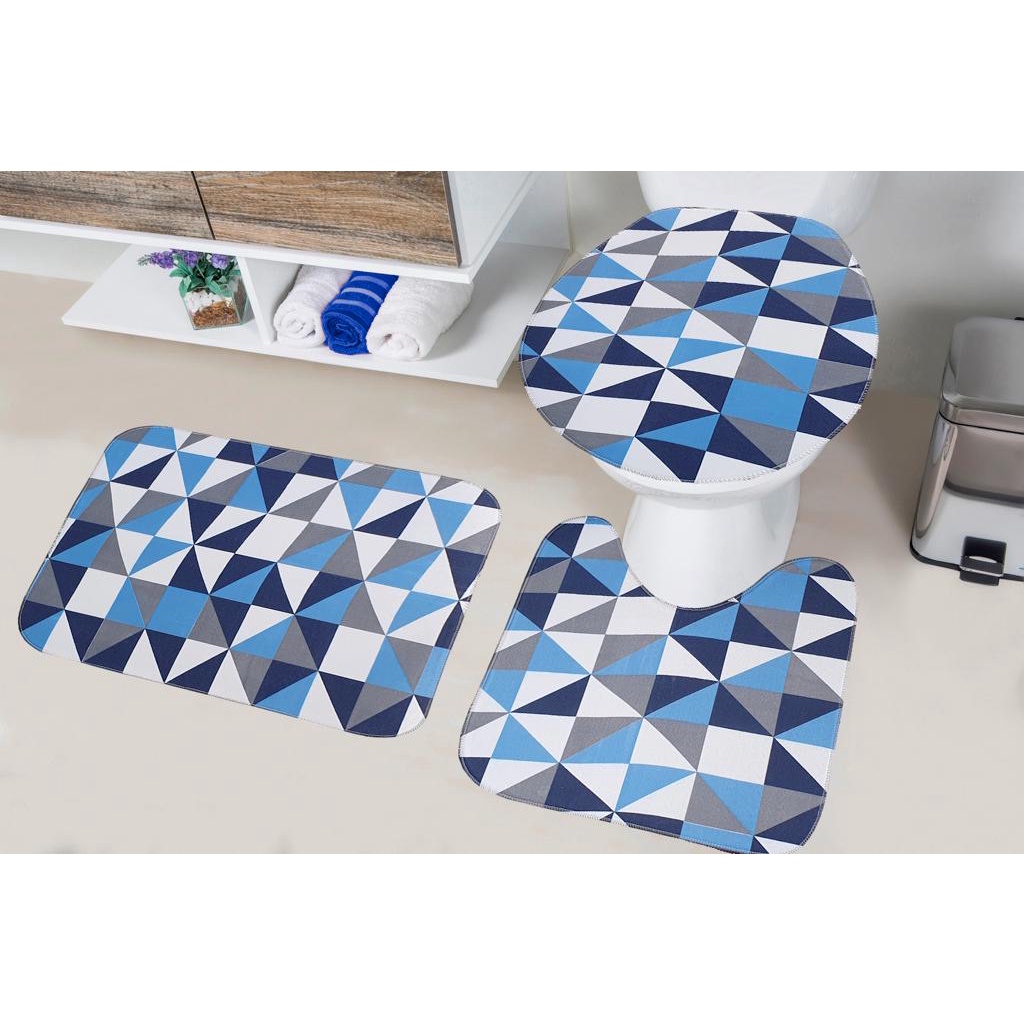 Jogo Tapete Banheiro kit Lavabo WC Toalete Com 03 Peças | Shopee Brasil