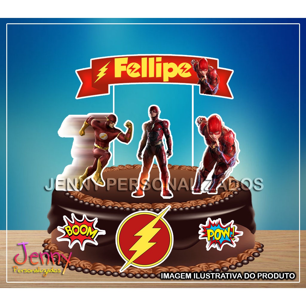 Topo Topper de bolo Flash Personalizado | Shopee Brasil