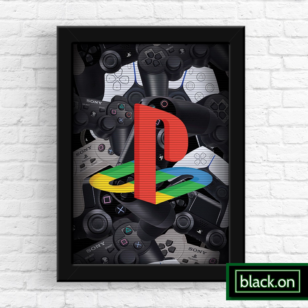 Quadro Com Moldura Poster Decorativo Game Geek Playstation PsOne Ps1 ...