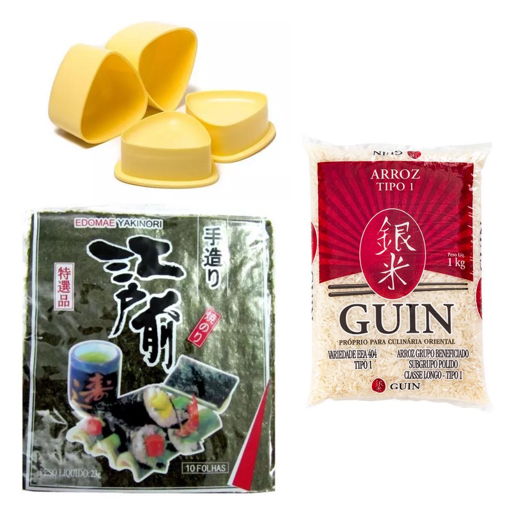 Kit Preparo Onigiri Bolinho de Arroz Alga Nori Forma Oniguiri | Shopee ...