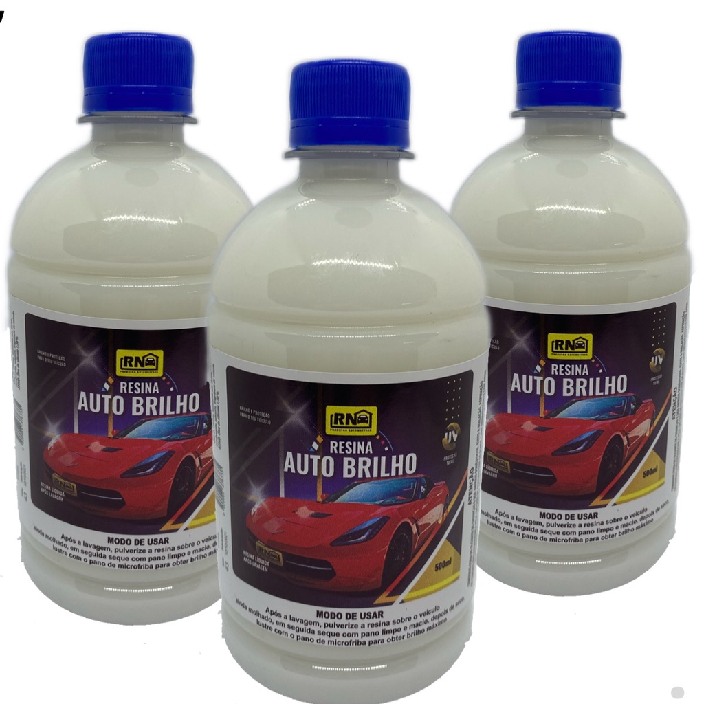Kit 3 Cera Liquida Automotiva Carnaúba Resina Brilho Intenso Proteção ...