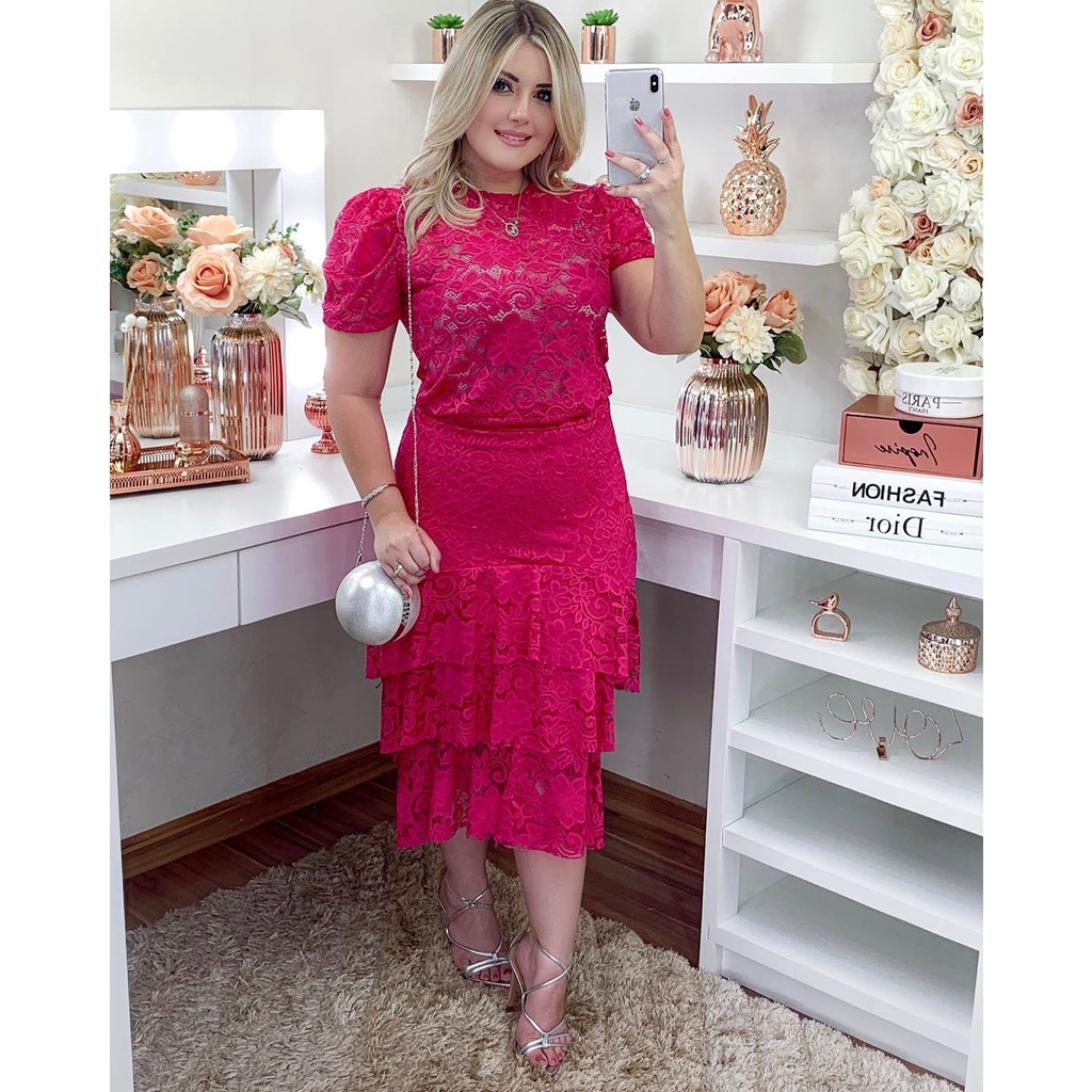 Conjunto de Renda com Saia | Shopee Brasil