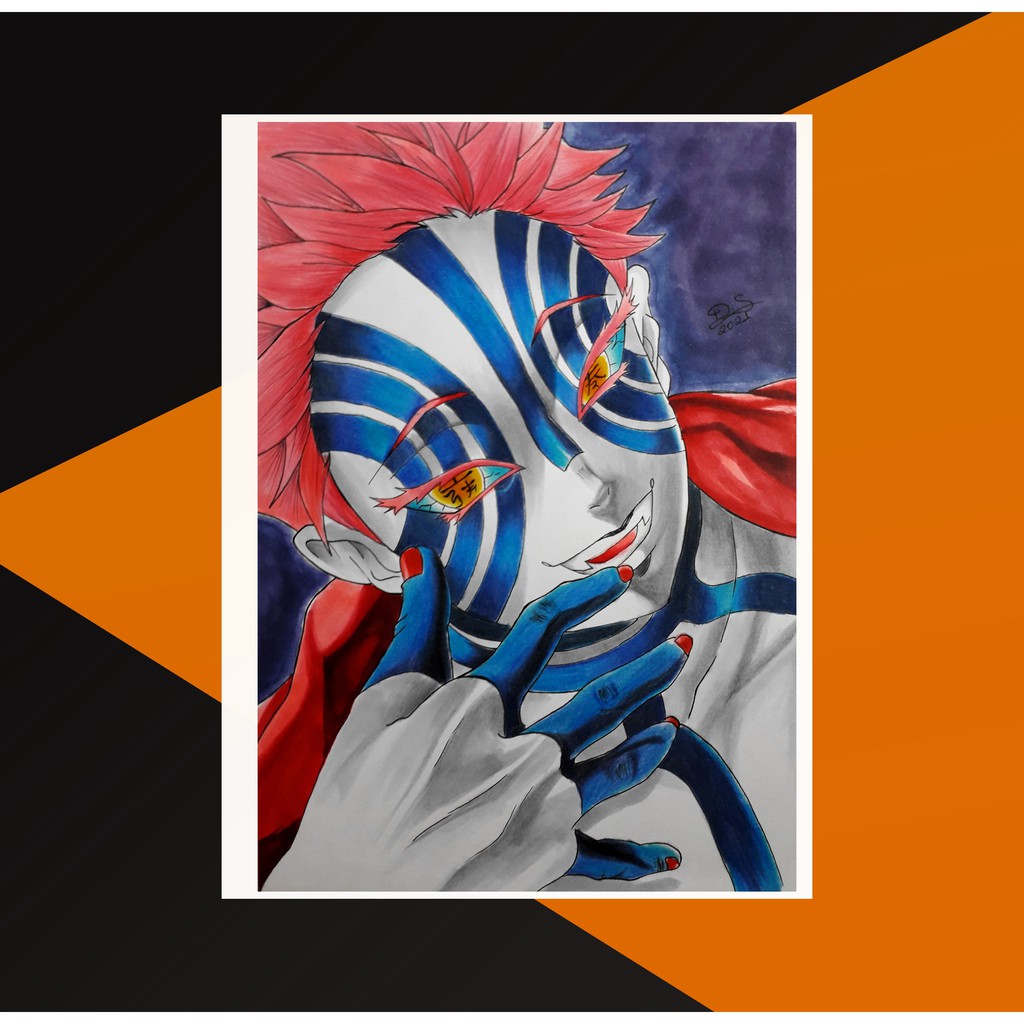 PRINT DE DESENHO - AKAZA LUA SUPERIOR 3 DEMON SLAYER | Shopee Brasil