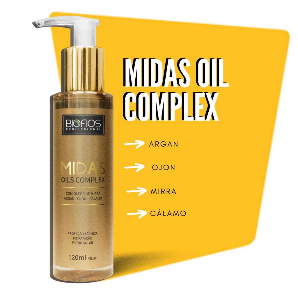 REPARADOR MIDAS OIL COMPLEX MIX OLÉOS ARGAN BIOFIOS 120ml | Shopee Brasil