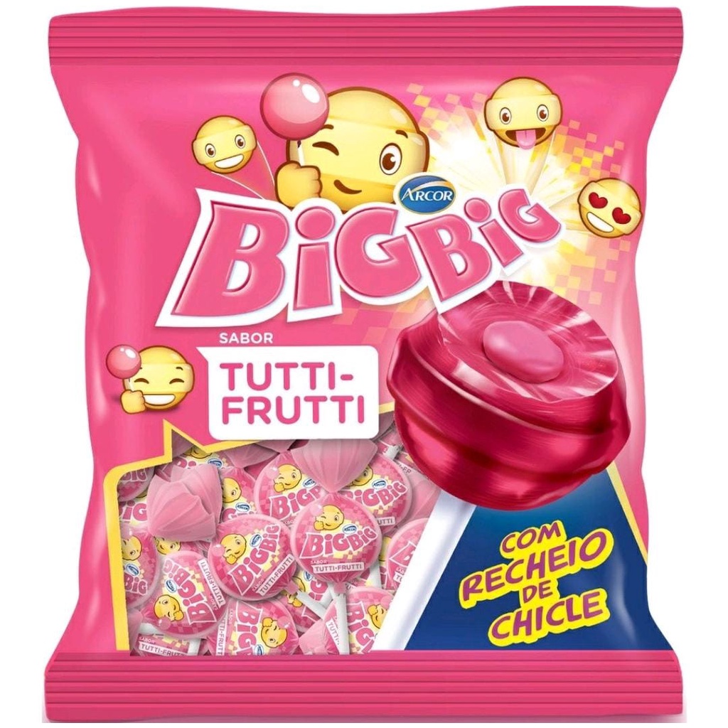 Pirulito Big Big com Chiclete Sabor Tutti Frutti Arcor pacote 500g ...