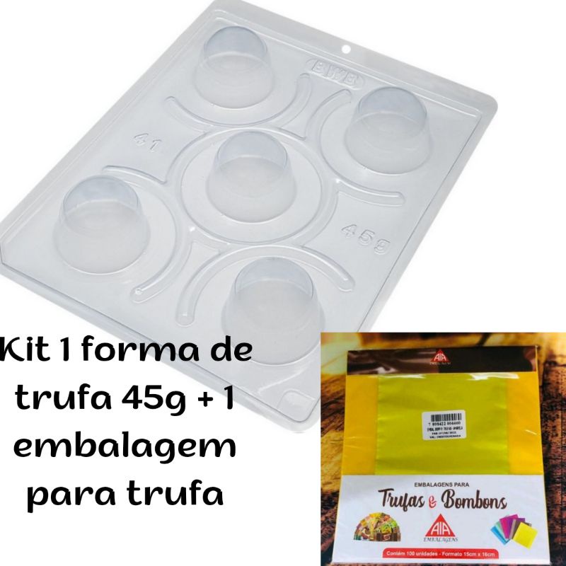 kit de Forma Trufa 45g com 5 cavidades com Silicone 3 (partes) + 100 ...