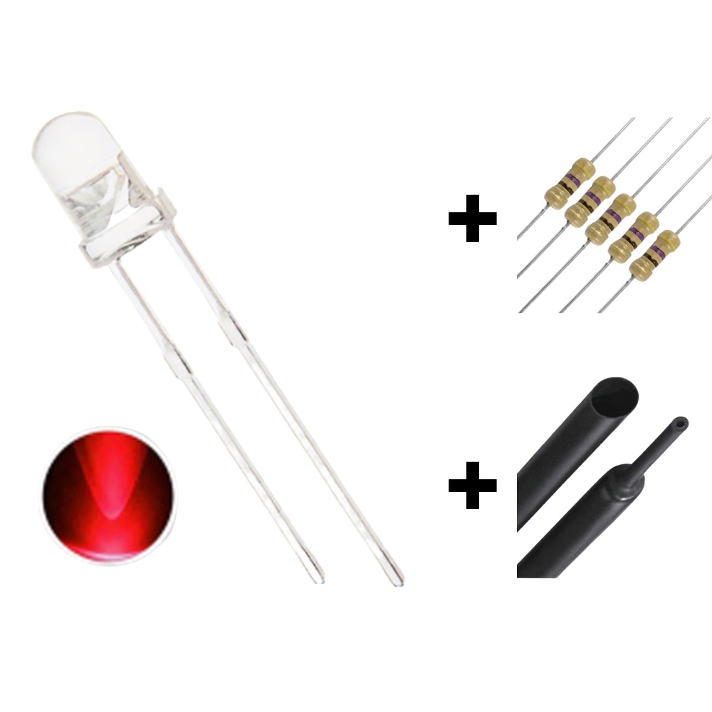 Kit Led 3mm Alto Brilho Vermelho Termo Resistor 10 Unidades Shopee Brasil 