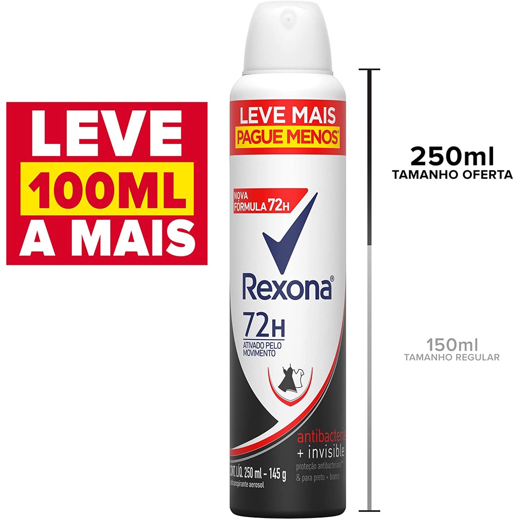 Desodorante Antitranspirante Aerosol Rexona Antibacterial + Invisible ...