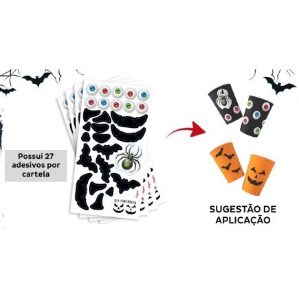 Adesivos Halloween (72 unidades) | Shopee Brasil