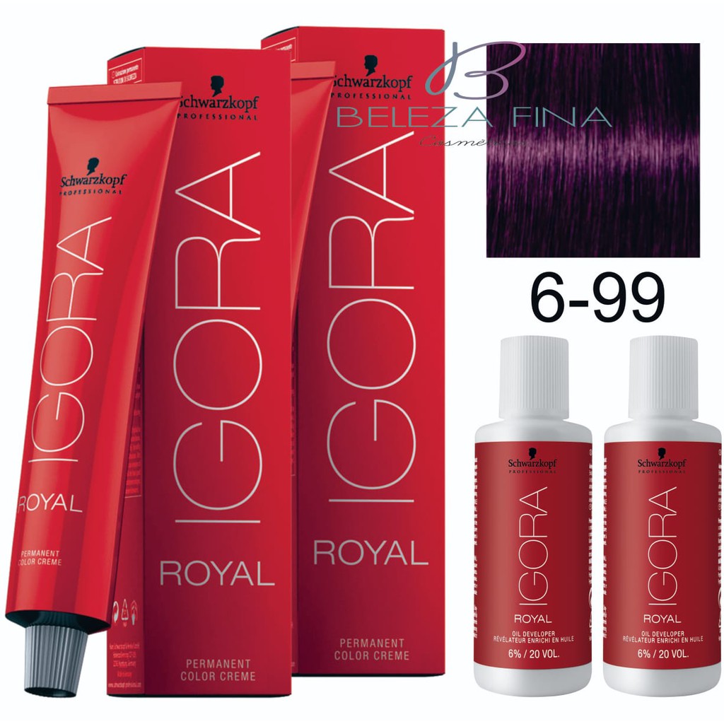 2 Ox 10 volumes 60 ml + 2 Colorações Schwarzkopf Igora Royal Tintura 6 ...