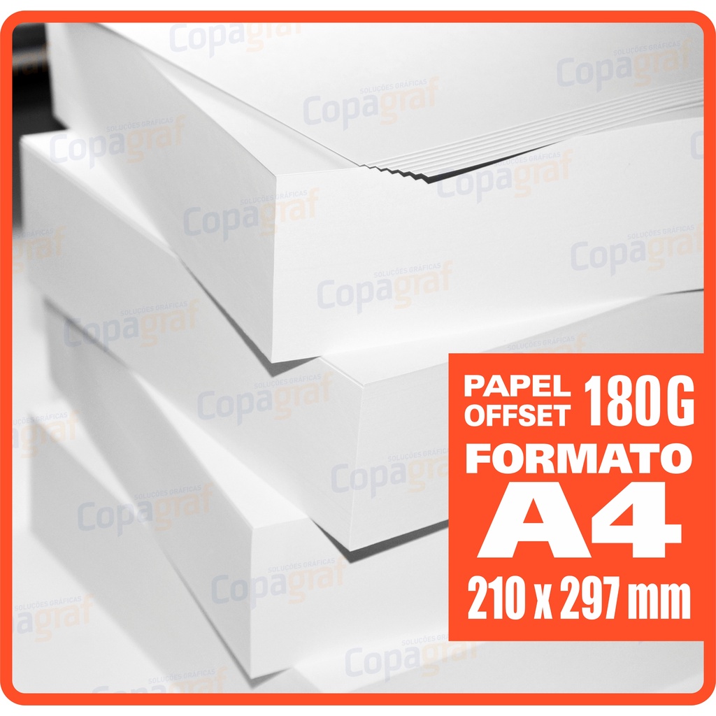Papel Offset 180g A4 - Branco - 1000 folhas | Shopee Brasil