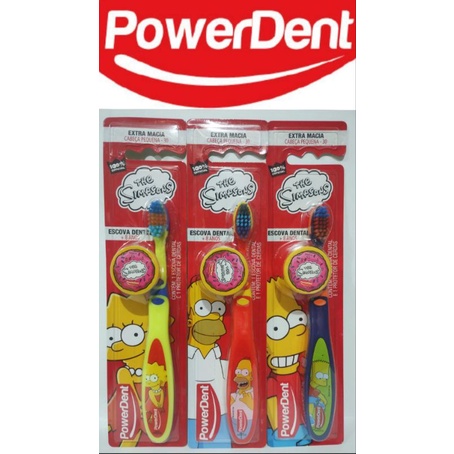 Escova Dental Infantil Extra Macia The Simpsons PowerDent Com Protetor ...