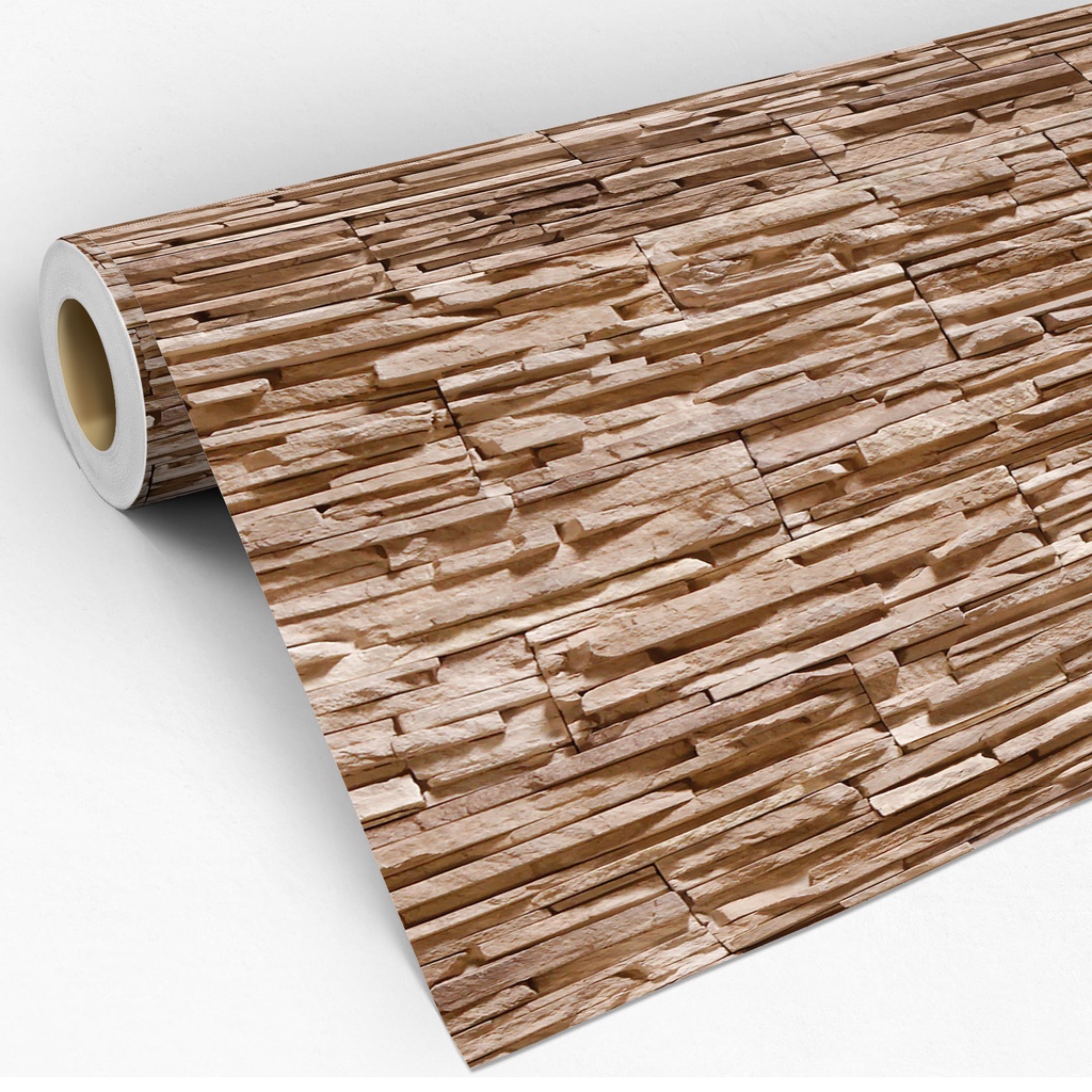 Papel de Parede Auto Colante Adesivo Canjiquinha Marrom Pedras Rolo de ...