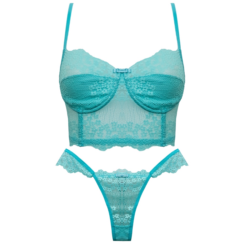 Conjunto De Lingerie Calcinha E Sutiã Sensual De Renda Com Tule