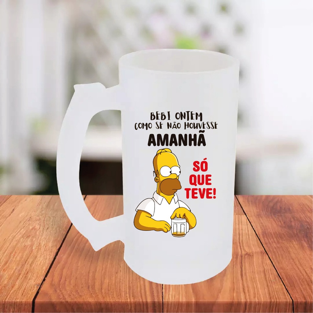 Caneca Chopp Personalizada Vidro Jateado (The Simpsons) | Shopee Brasil