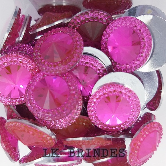 Chaton Pink Redondo 18mm Pct 50 unidades | Shopee Brasil