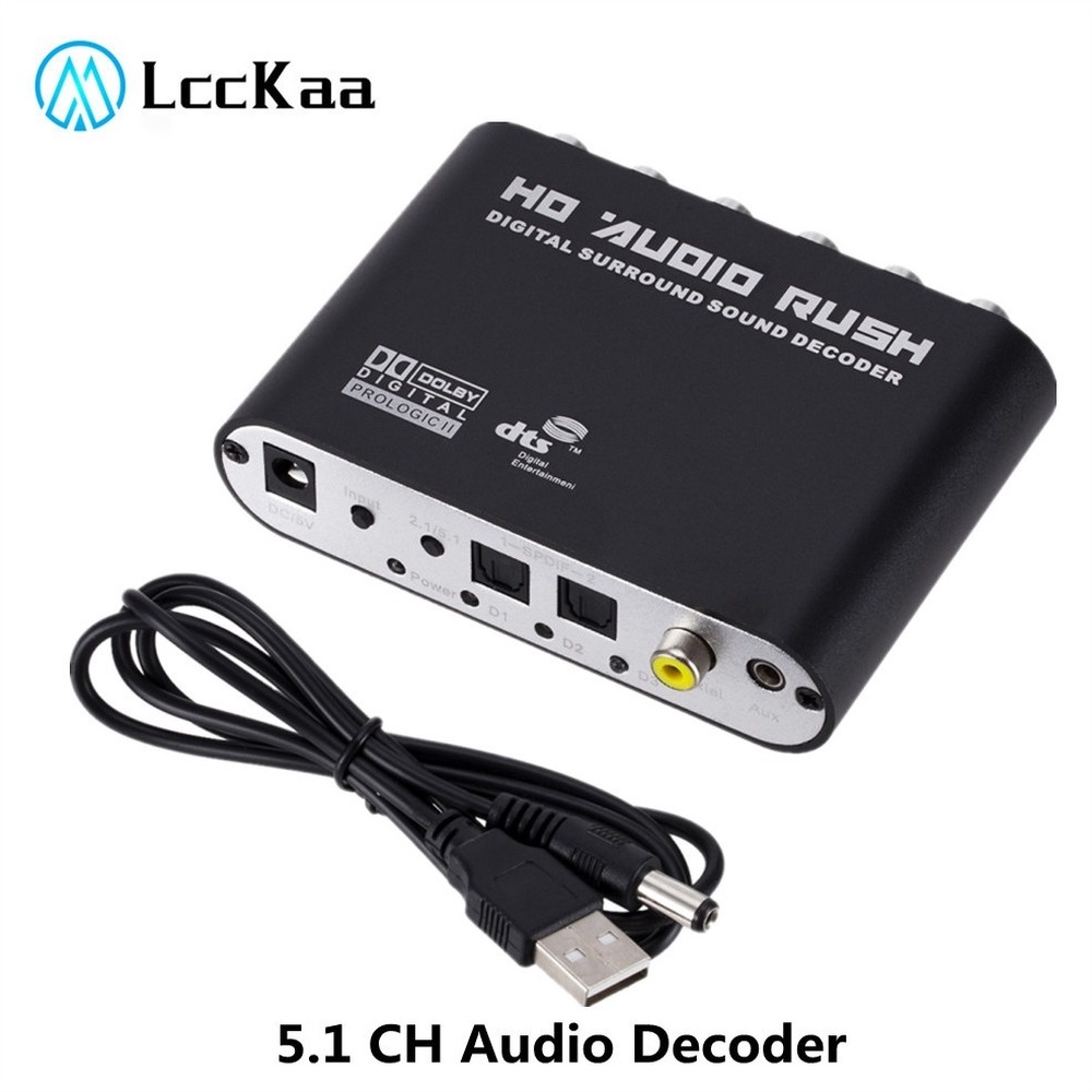 Lcckaa 5.1 CH SPDIF Decodificador De Áudio Coaxial Para RCA DTS AC3 Digital Walptica ...