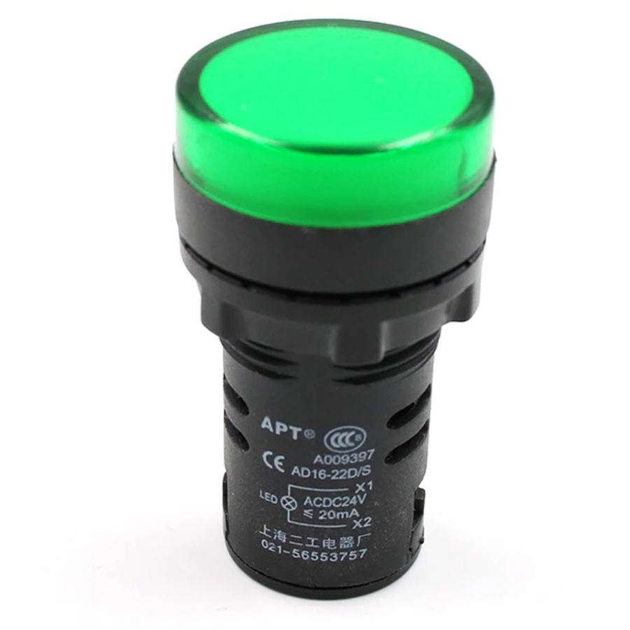 Sinalizador luminoso led verde 24v 22mm para painel | Shopee Brasil