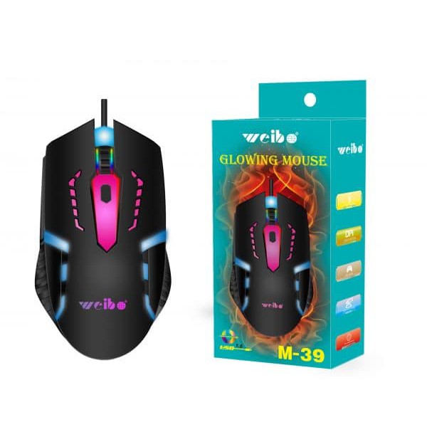 Mouse Gamer Ergonômico Com Led 3200 Dpi Preto Usb RGB Weibo Modelo M-39 compatível com PC e ...