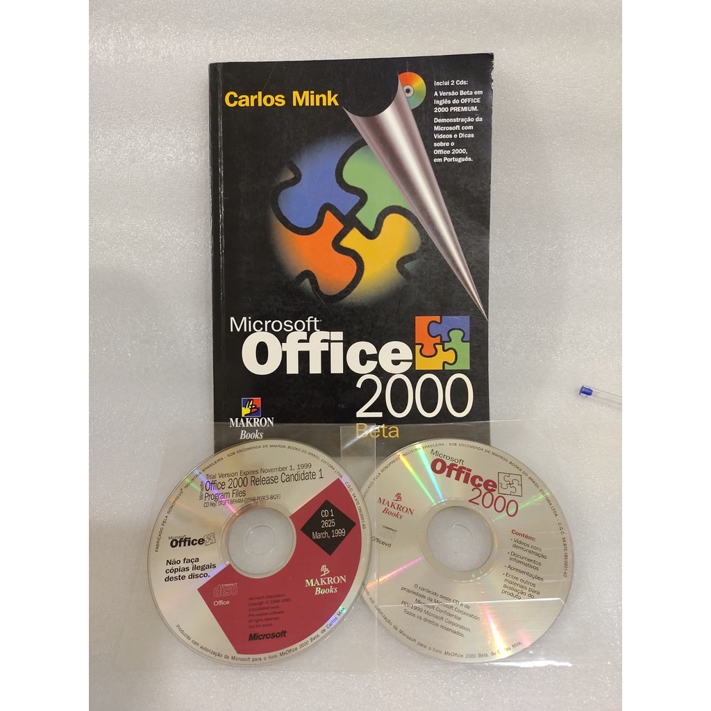 02 cd rom microsoft office 2000 Mídia Fisica Original +01 livro ...