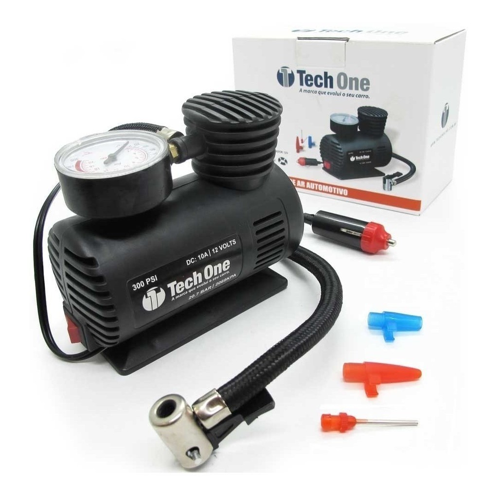 Mini Compressor Ar Automotivo Portátil 300 Psi Tech One 12v Mais ...