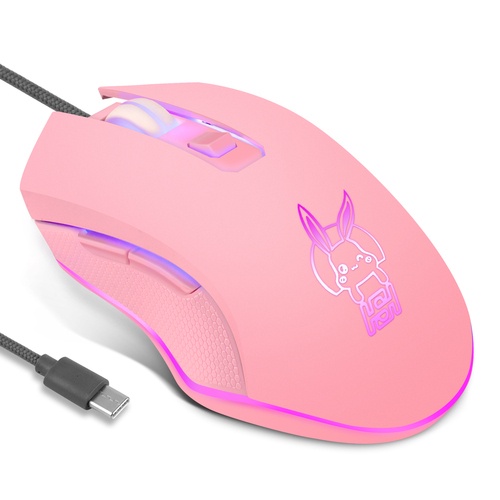 Mouse Gamer Com Fio Rosa Silencioso Ergon Mico Led Usb Menina Fofo Jogo Do Jogo Muose Para ...