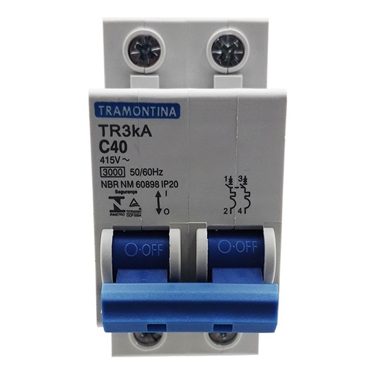 Disjuntor Bifasico Din Tr3ka 2p 40a Curva C Tramontina | Shopee Brasil