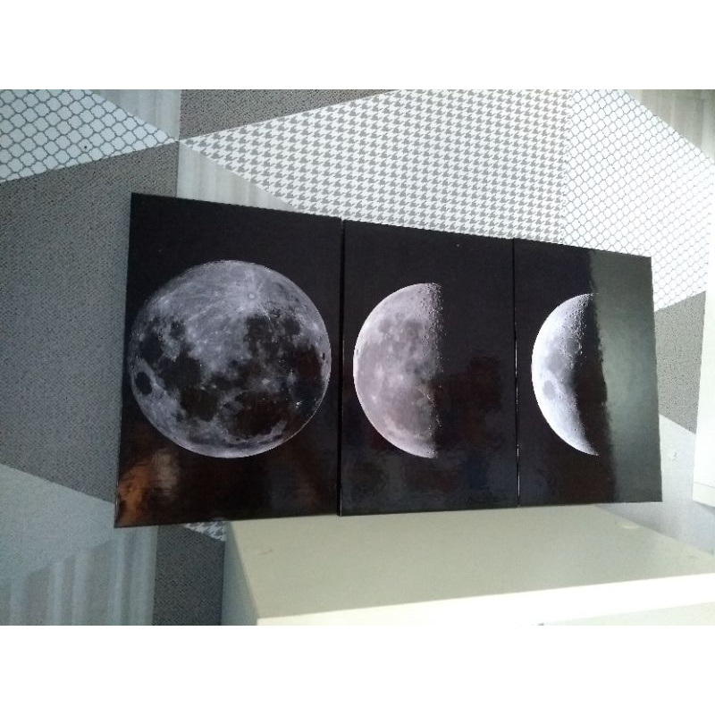 kit de 3 quadros fases da lua | Shopee Brasil