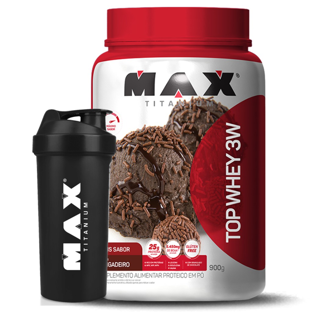 Top Whey 3w Gourmet 900g Max Titanium Varios Sabores + Copo | Shopee Brasil