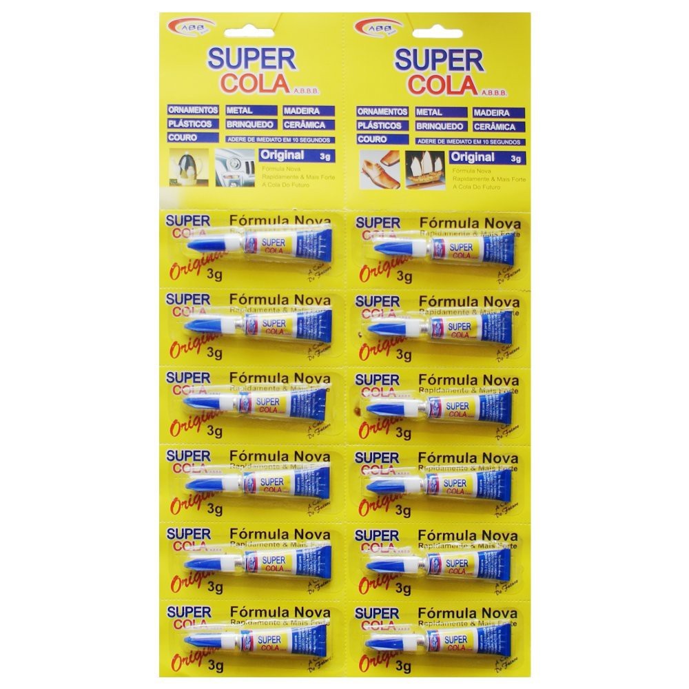 24 Un Super Bond Super Cola Instantânea Cartela/ Com 24 Un Original De ...