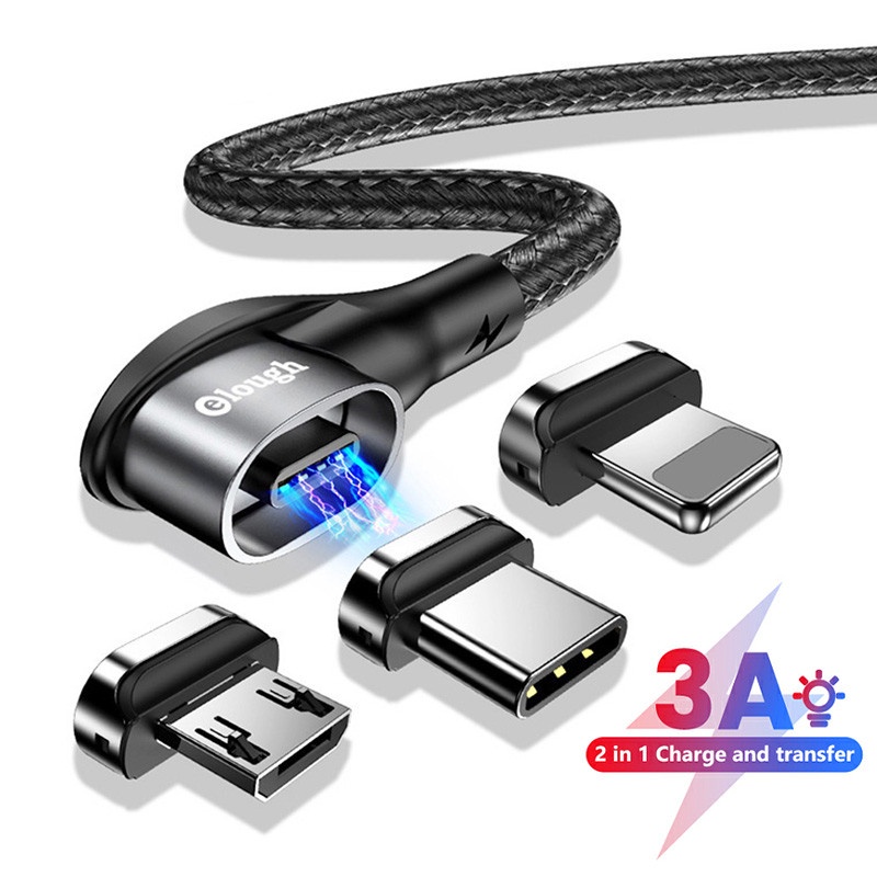 Fast Magnetic Cable 3A Fast Charging Micro USB Type C Cable Elbow USB-C ...