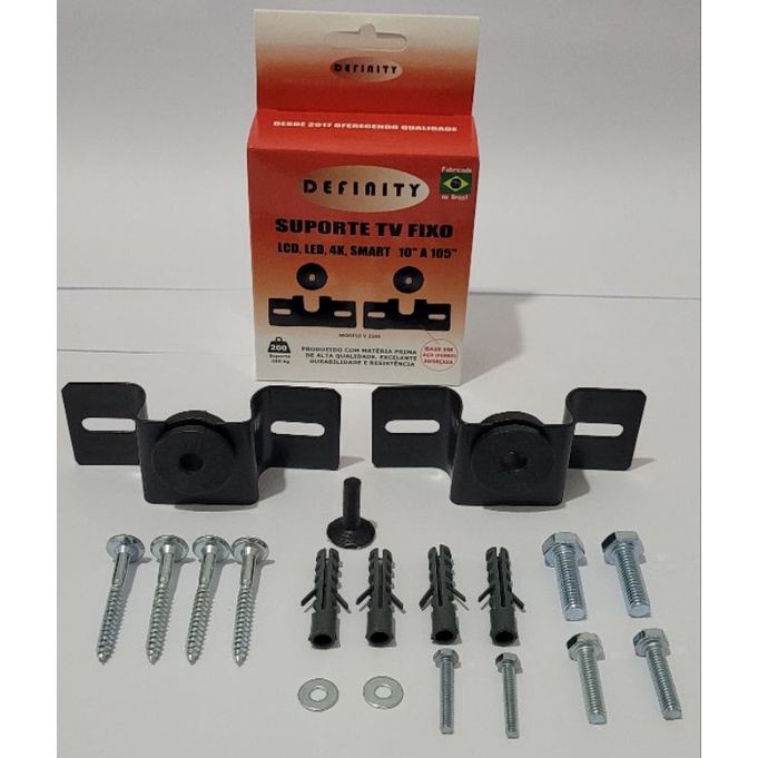 Suporte tv Lcd, led 4k 10" a 105" feito em ferro V2505 Preto Definity ...