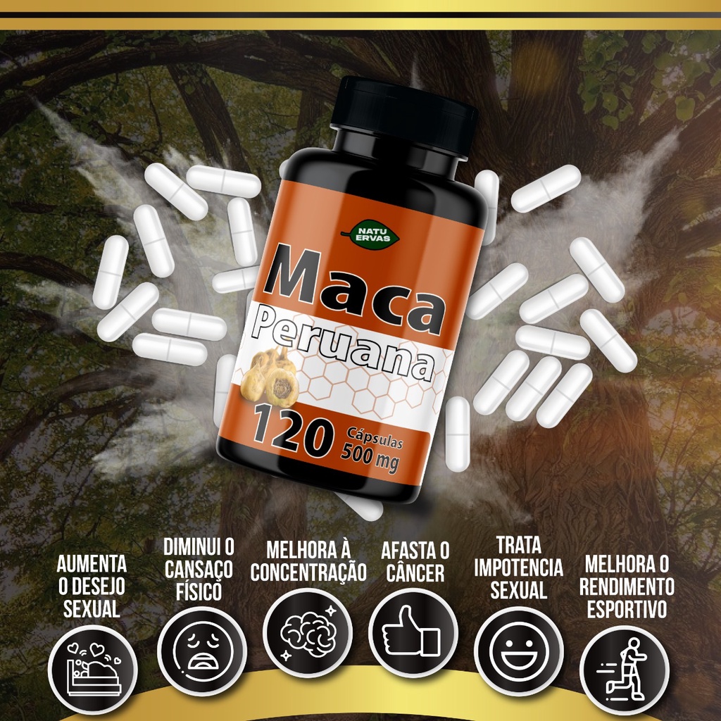 Maca peruana - 120 Cápsulas Vitaminas 500 mg B1, B2 e B3 | Shopee Brasil
