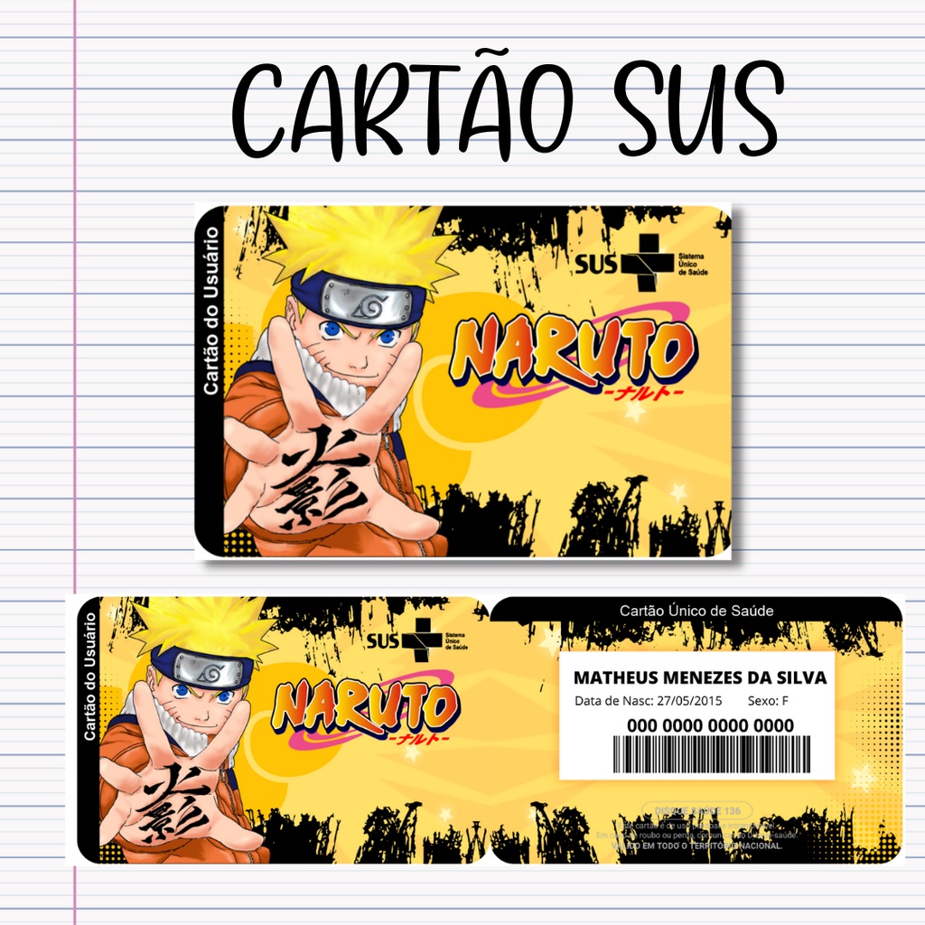Cartão SUS Personalizado Naruto | Shopee Brasil