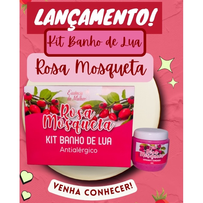 Kit Completo Banho de Lua Completo Antialérgico Rosa Mosqueta Essência ...