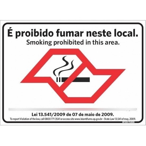 Placa Proibido Fumar Conforme Lei Indicativa | Shopee Brasil