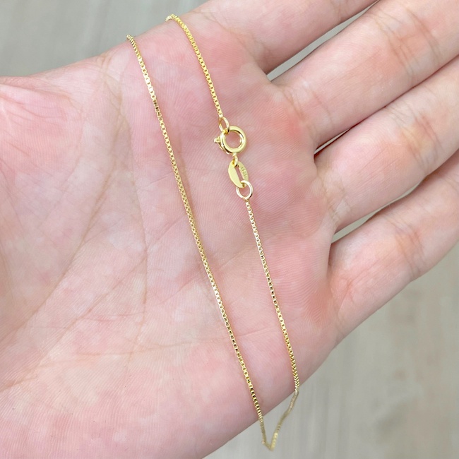 Corrente Feminina de Ouro Veneziana 1mm 50cm Banhada a Ouro 18k Unissex | Shopee Brasil