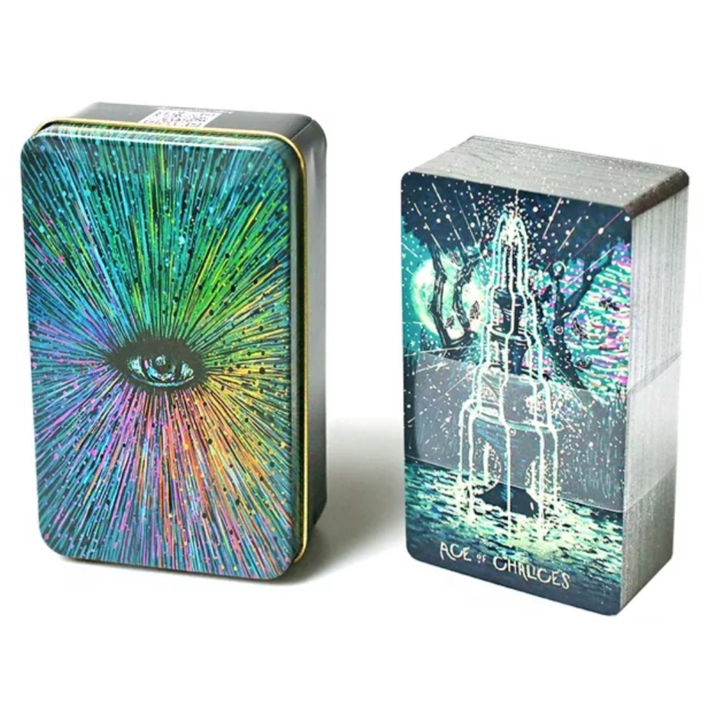 The Prisma Visions Tarot Deck Em Lata Com Bordas Prateadas Tarô Visões Do Prisma Baralho de ...